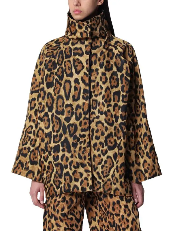 Alaïa Layered Ocelot-print Twill Coat - Brown