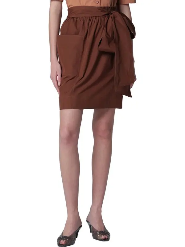 Chloé Cotton Skirt With Oversized Bow Detail - Brown