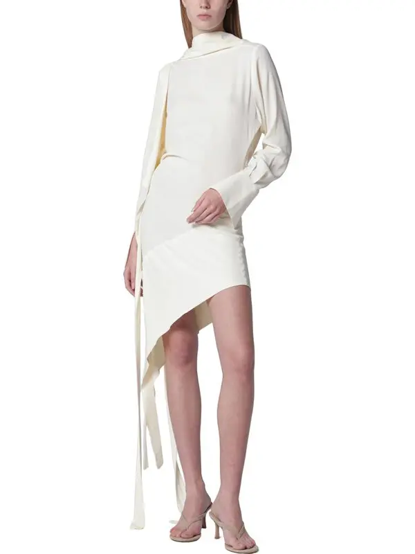 FRANCESCO MURANO Asymmetrical Silk-blend Dress - White