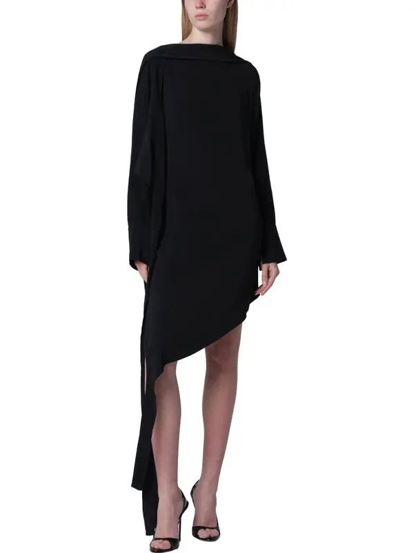 FRANCESCO MURANO Asymmetric Silk-blend Dress - Black
