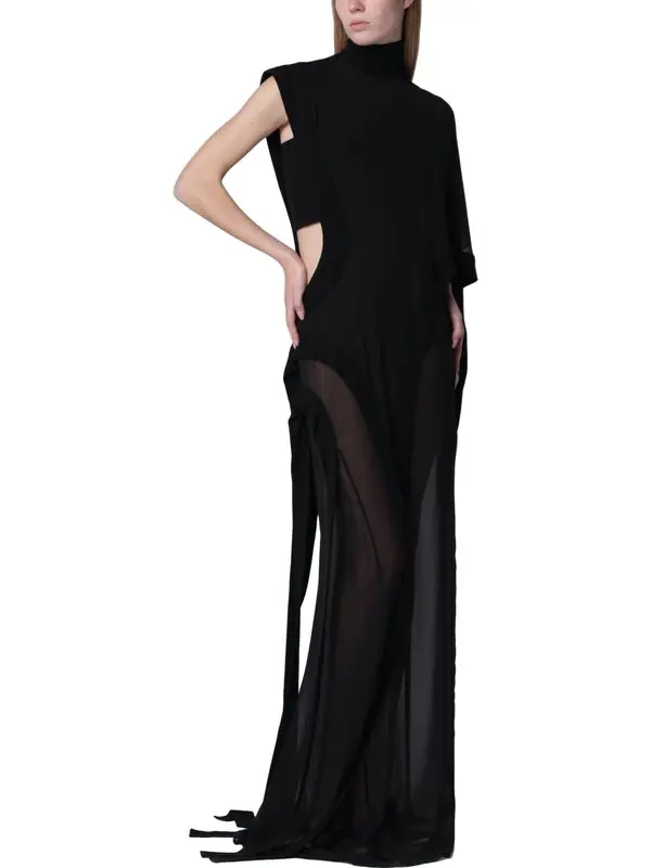 FRANCESCO MURANO Long One-shoulder Silk Dress - Black