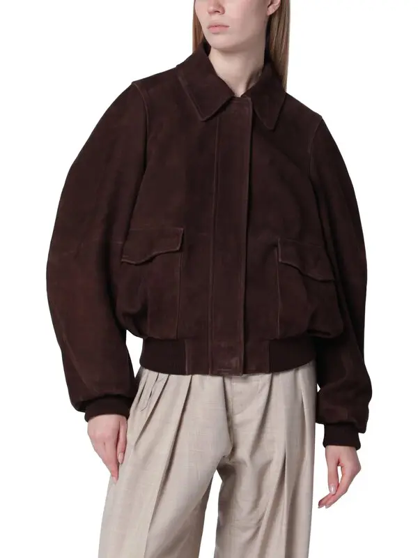 Loewe Suede Bomber Jacket - Brown