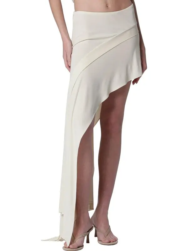 FRANCESCO MURANO Asymmetric Mini Skirt With Side Train - White