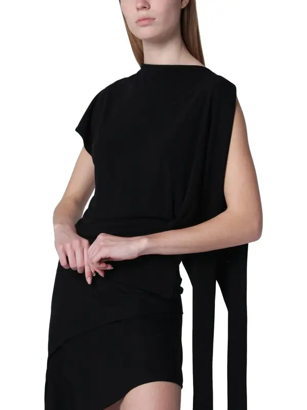 FRANCESCO MURANO Asymmetrical Viscose Top - Black
