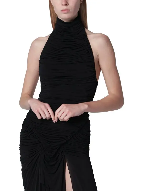 FRANCESCO MURANO Draped Viscose-blend Bodysuit - Black