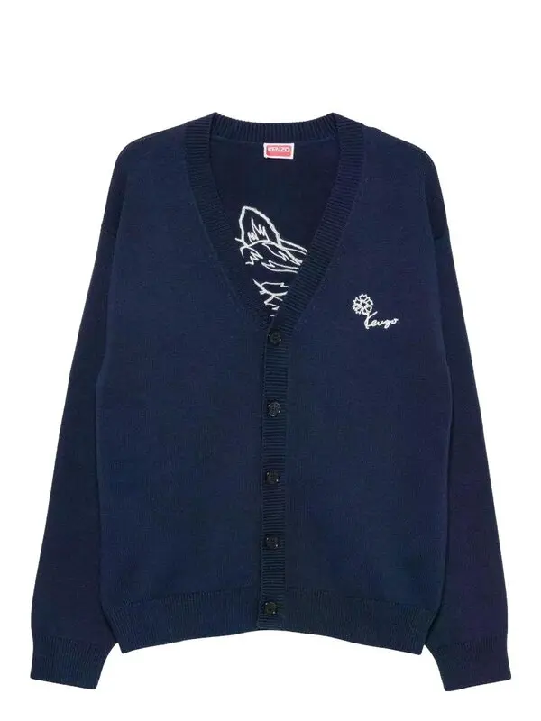 Kenzo Floral Embroidered Cardigan - Blue