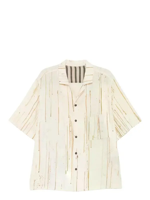ZIGGY CHEN Paint-drip Camp-collar Shirt - Neutrals