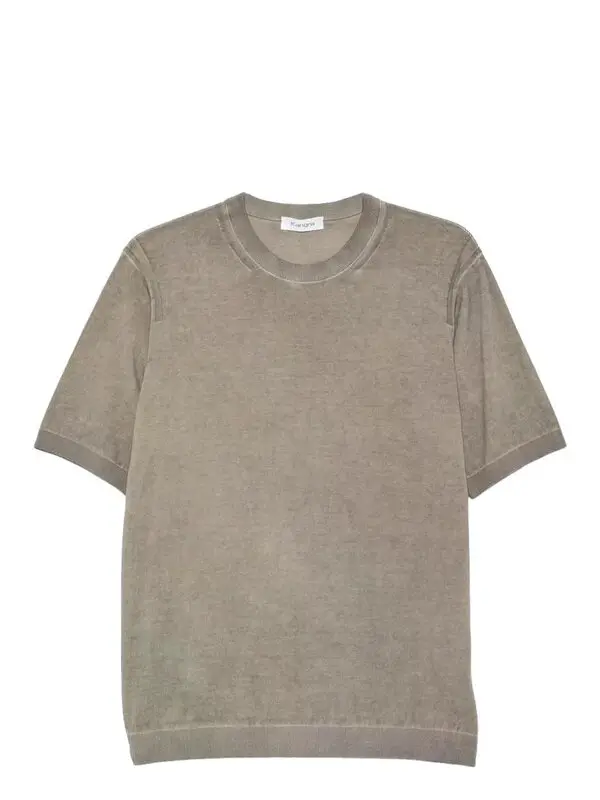 KANGRA Faded Effect Short Sleeve Sweater - Neutrals