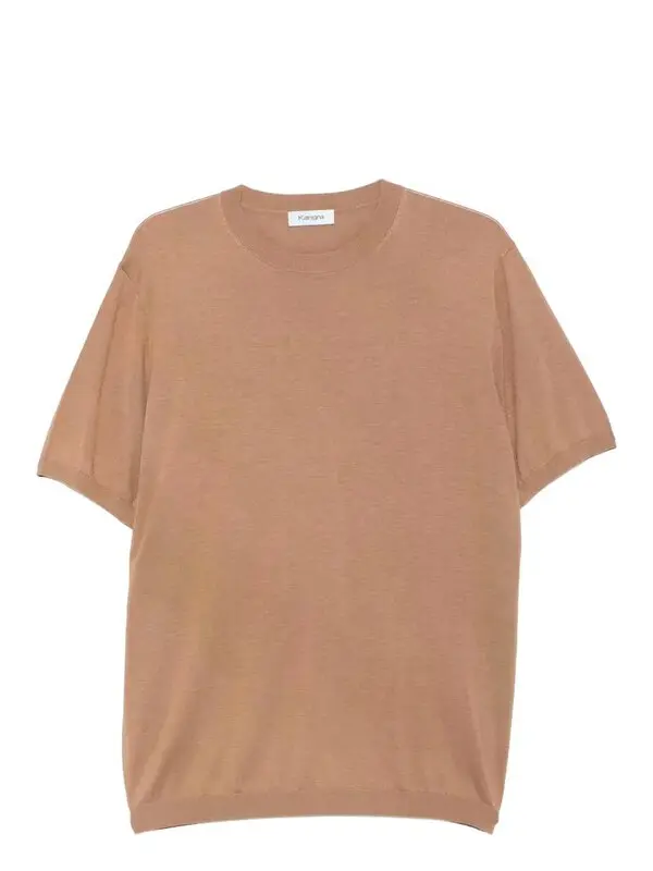 KANGRA Fine-knit Crew-neck T-shirt - Neutrals