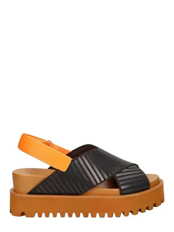 United Nude Striped Crossover Platform Sandals - Orange