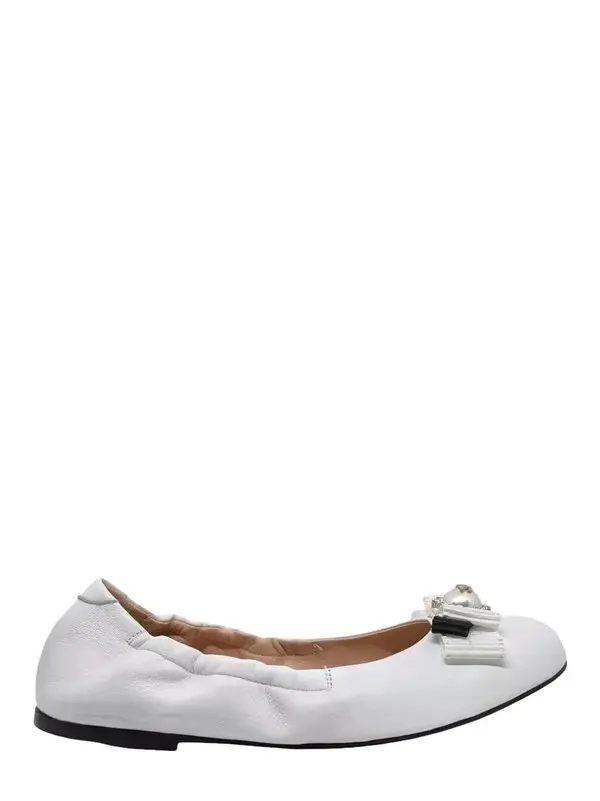 Casadei Bow Detailing Ballet Flats - White