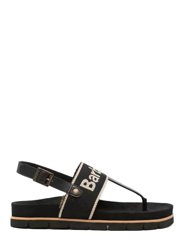 Barbour Lumley Logo-embroidered Slingback Sandals - Black