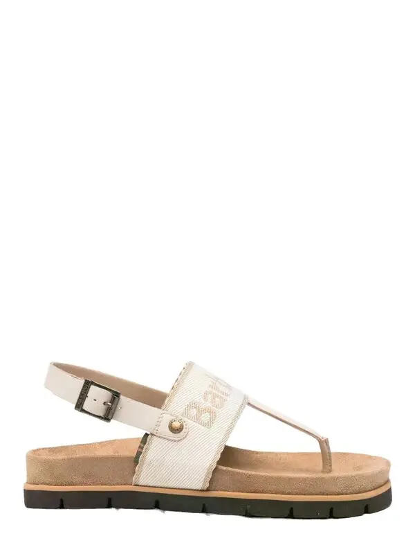Barbour Lumley Logo-embroidered Slingback Sandals - Neutrals