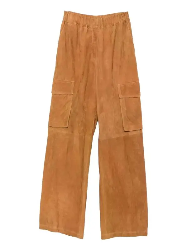 CASSELL Suede Cargo Trousers - Brown