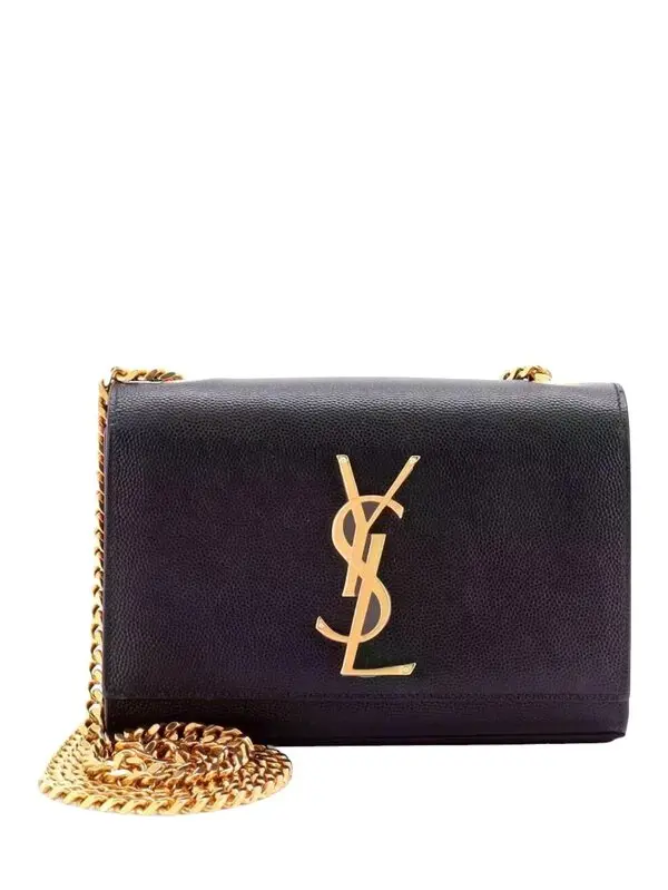 Saint Laurent Classic Monogram Grainy Leather Small Crossbody Bag - Black