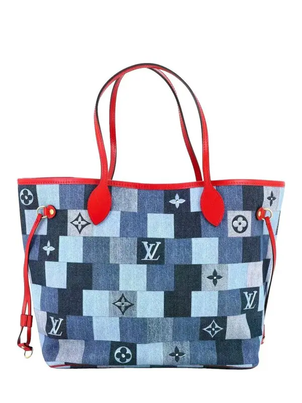 LOUIS VUITTON Damier And Monogram Patchwork Denim Mm Tote Bag - Blue