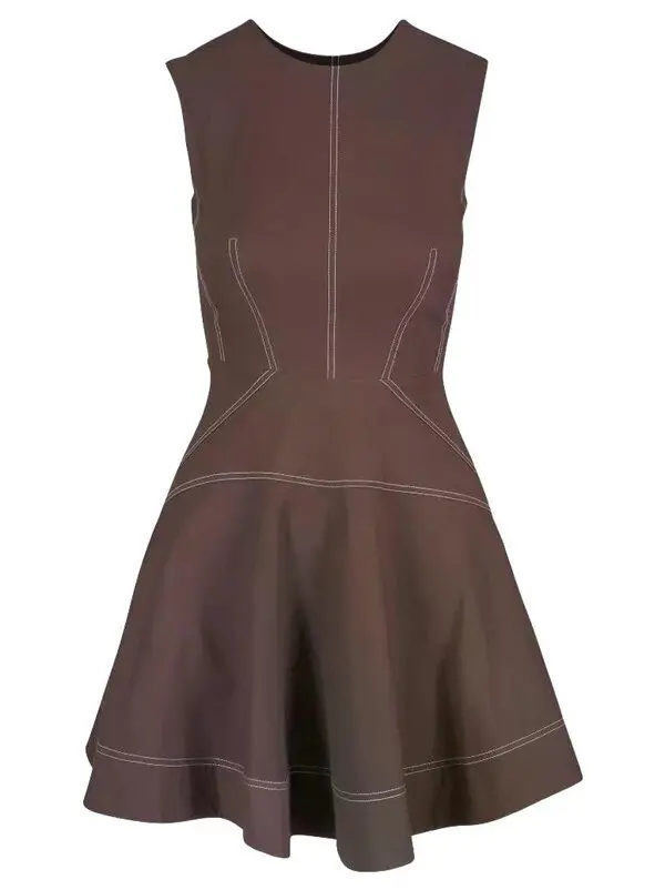 Veronica Beard Sleeveless Contrast Stitch Dress - Brown
