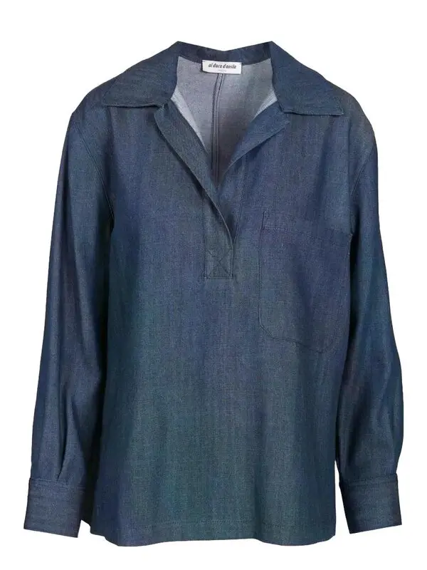 AL DUCA D’AOSTA 1902 V-neck Chambray Shirt - Blue