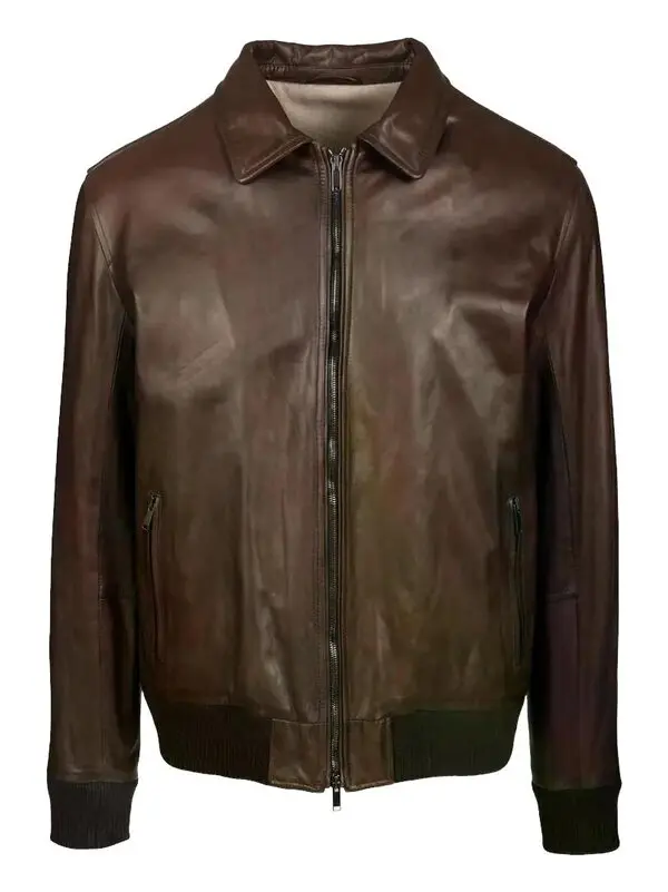 AL DUCA D’AOSTA 1902 Ribbed-trim Leather Jacket - Brown