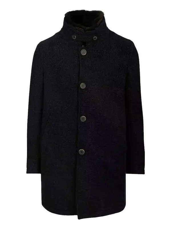 AL DUCA D’AOSTA 1902 Single-breasted Faux Fur Trimmed Coat - Black