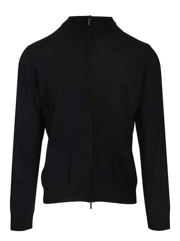 AL DUCA D’AOSTA 1902 Merino Wool Zip-up Cardigan - Black