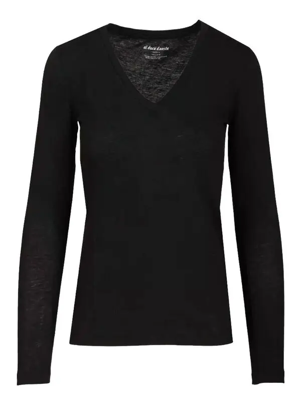 AL DUCA D’AOSTA 1902 Long Sleeve V-neck T-shirt - Black