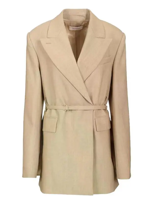 Sportmax Belted Double-breasted Blazer - Neutrals