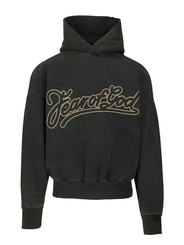 Fear Of God Cotton Hoodie With Logo Print - Black