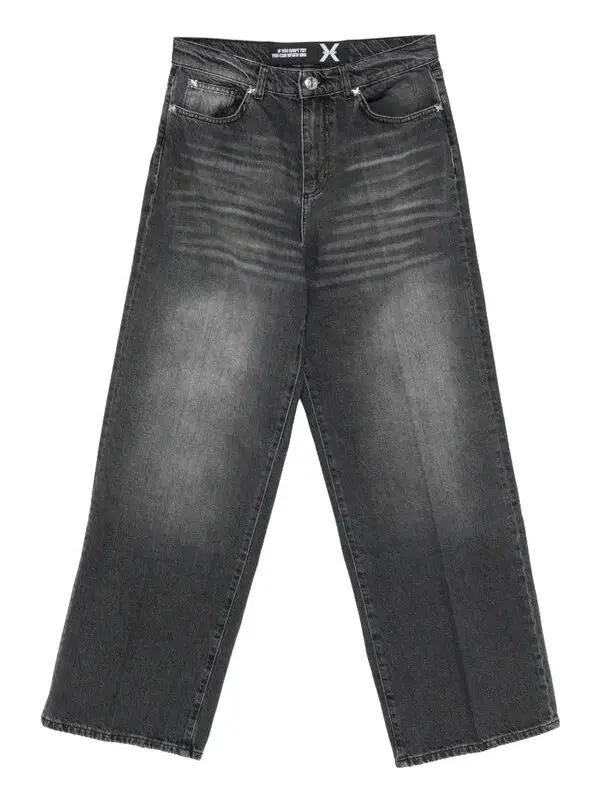 John Richmond Faded Effect Logo Plaque Jeans - Grey