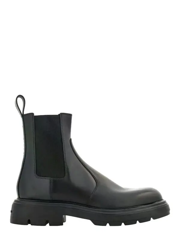 FERRAGAMO Logo-debossed Leather Boots - Black