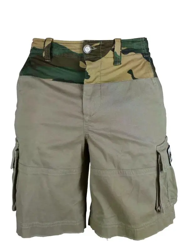 Off-White Military Cargo Shorts With Camouflage Detail - Neutrals
