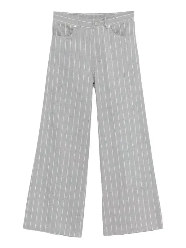 PANICALE Pinstriped Wide-leg Trousers - Grey