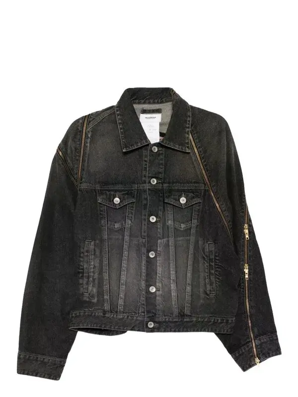 DOUBLET Filleted-zip Denim Jacket - Grey