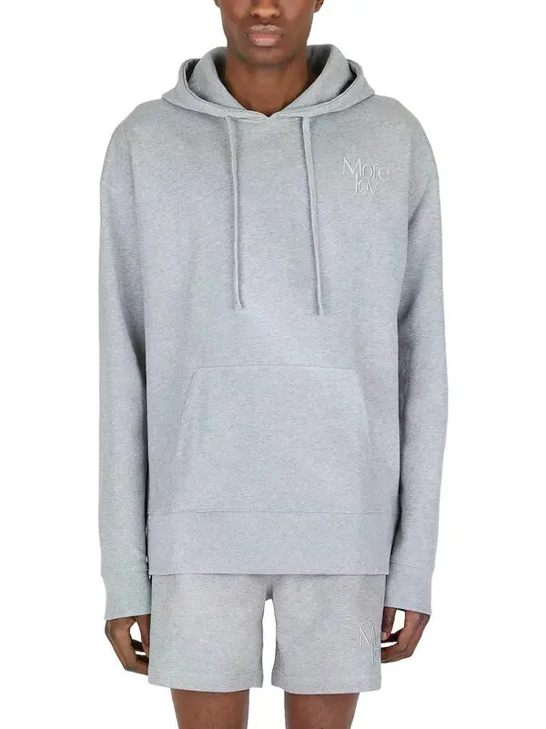 MORE JOY Logo Detail Hooded Sweatshirt - Grey