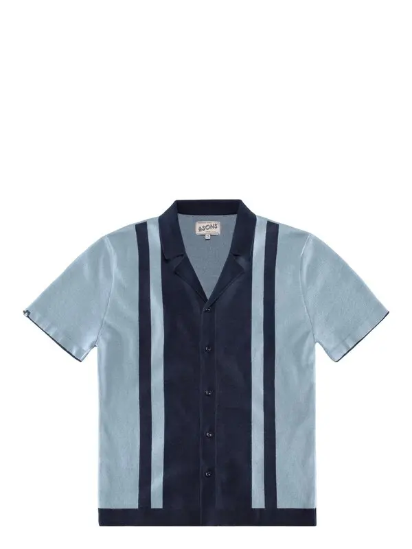 &SONS TRADING CO Milano Knitted Polo Shirt - Blue