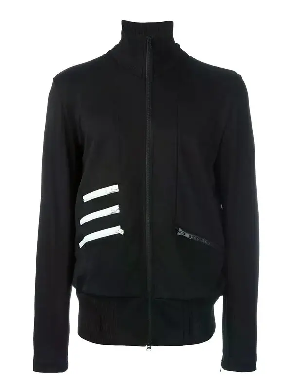 Y3 Zipped Sweatshirt With Striped Detail - Black