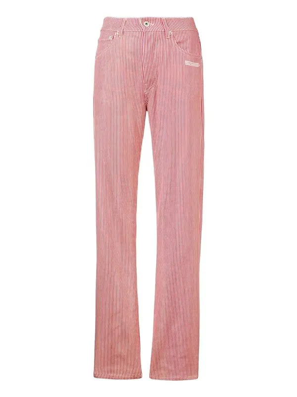 Off-White Striped Cotton Jeans - Red