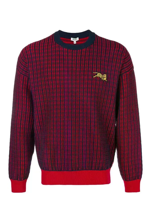 Kenzo Check Knit Sweater - Red