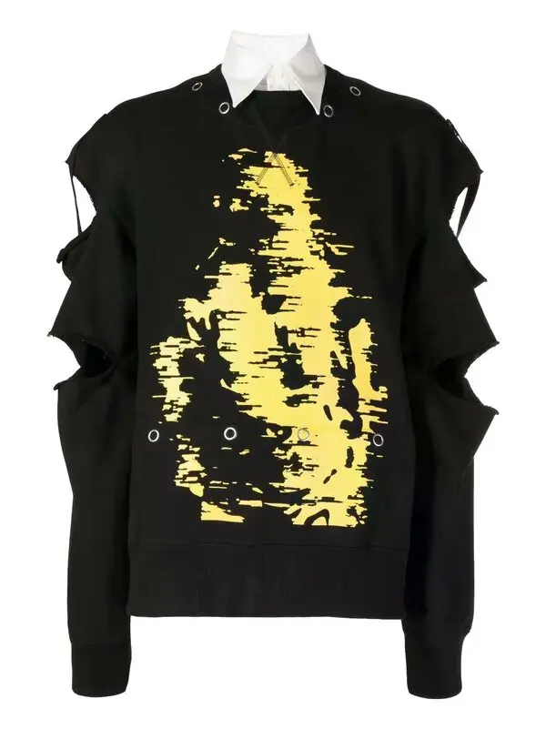 TAKAHIROMIYASHITA THESOLOIST. Graphic Print Distressed Jumper - Black