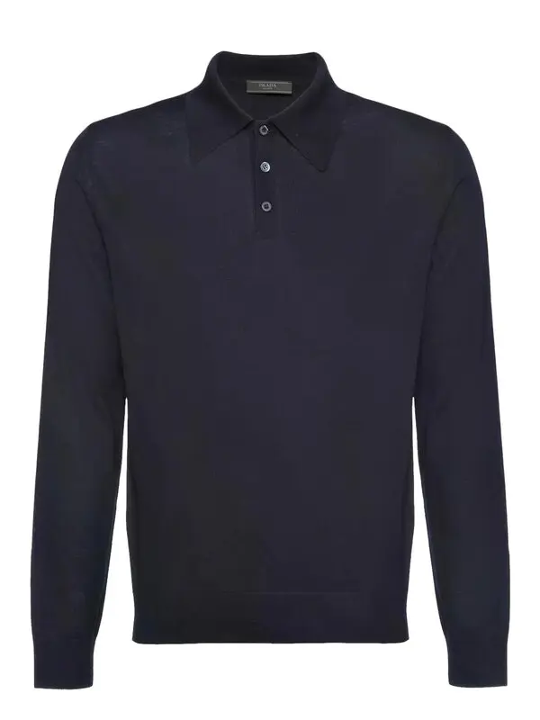 Prada Worsted Wool Polo Shirt - Blue