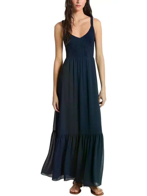 Michael Kors Smocked Tiered Maxi Dress - Blue