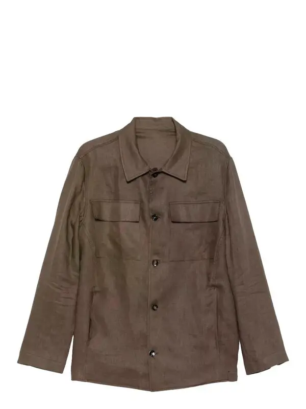 MICHAEL COAL James Pocket Button-fastening Overshirt - Brown