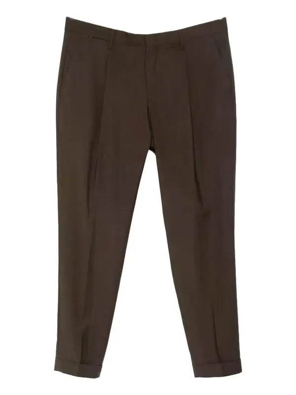 BRIGLIA 1949 Pleated Turn-up Trousers - Brown