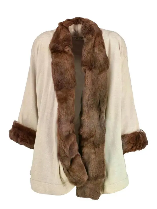 Gianfranco Ferre Fur Trimmed Coat - Neutrals