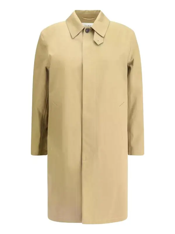 Saint Laurent Gabardine Coat With Clasp Button Closure - Neutrals