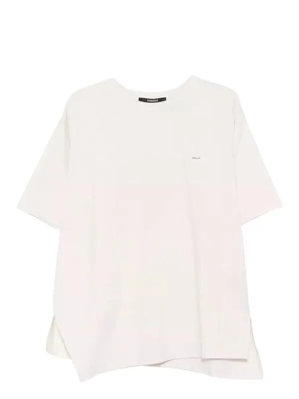 SONGZIO Asymmetric-hem Side-slit T-shirt - Neutrals