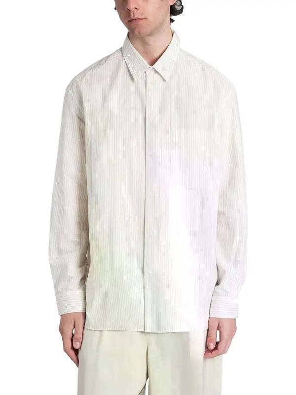 Maison Kitsuné Striped Oversized Cotton Shirt - Neutrals