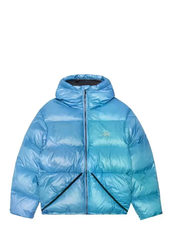 StÜssy Hooded Logo Puffer Jacket - Blue