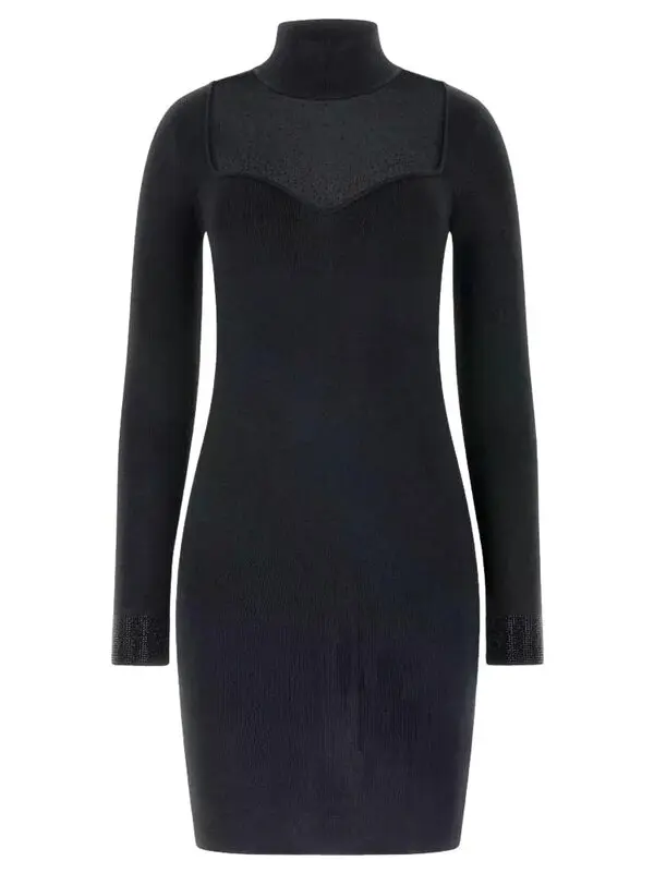 Guess Embellished Mini Dress With Turtleneck - Black