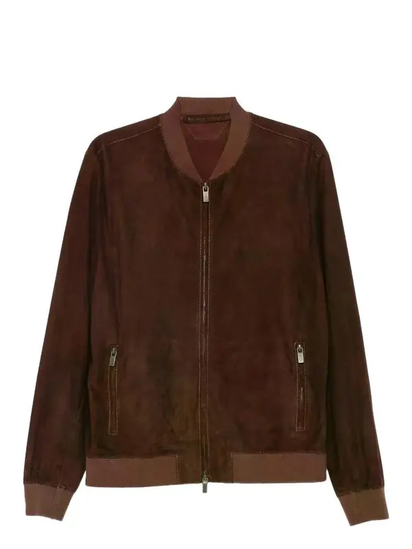 SALVATORE SANTORO Suede Bomber Jacket - Brown